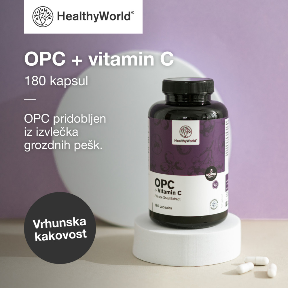 OPC – iz grozdnih pešk + vitamin C, 180 kapsul - FutuNatura.si