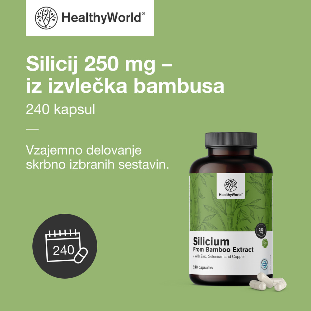 Silicij 250 mg – iz izvlečka bambusa, 240 kapsul - FutuNatura.si