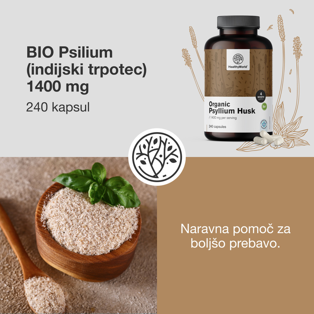 3x BIO Psilium (indijski trpotec) 1400 mg, skupaj 720 kapsul ...